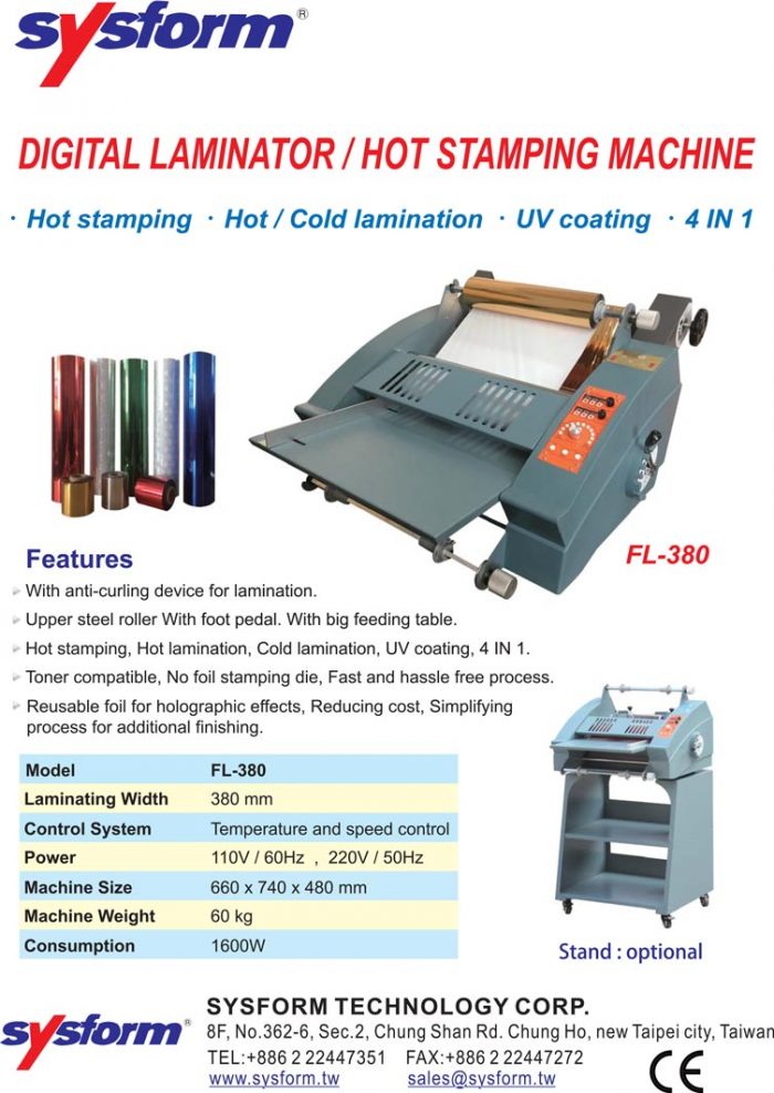 LAMINADOR DIGITAL Sysform Hot Stamping FL-380 - Fragmentadora de Papel | Fragmetadora de Papel ...